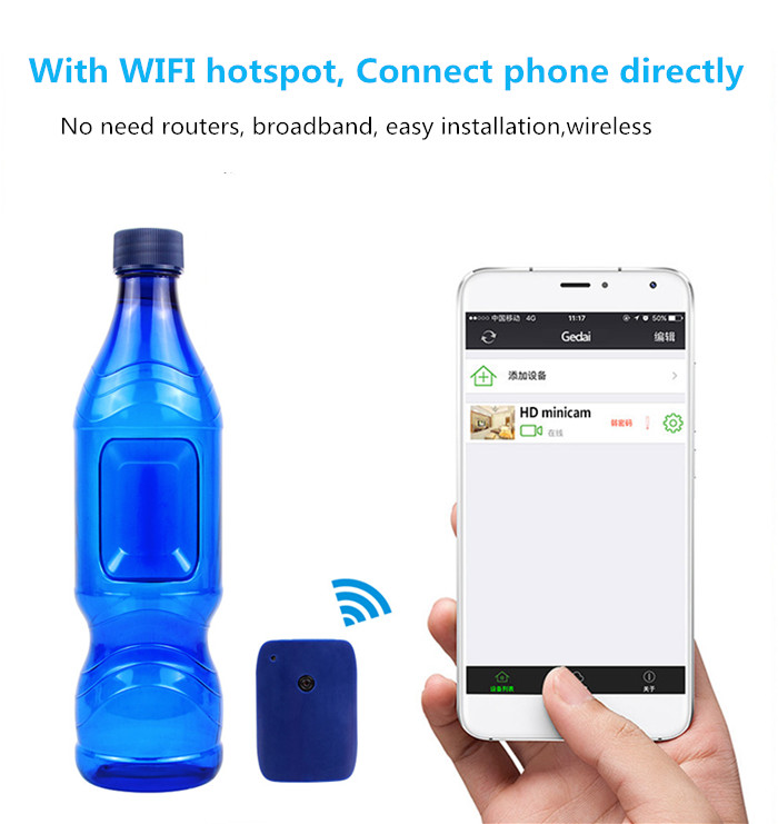 HD 1080P Wireless Security WiFi Water bottle Hidden Spy Camera