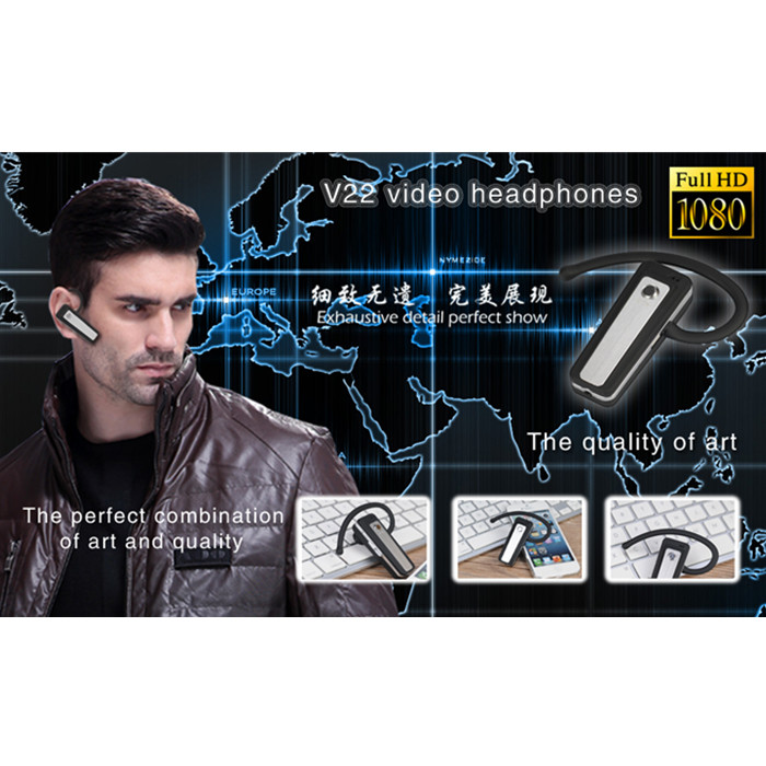 V22 H.264 1080P Mini Camera Fake Bluetooth Earphone Headset Hidden DVR ...