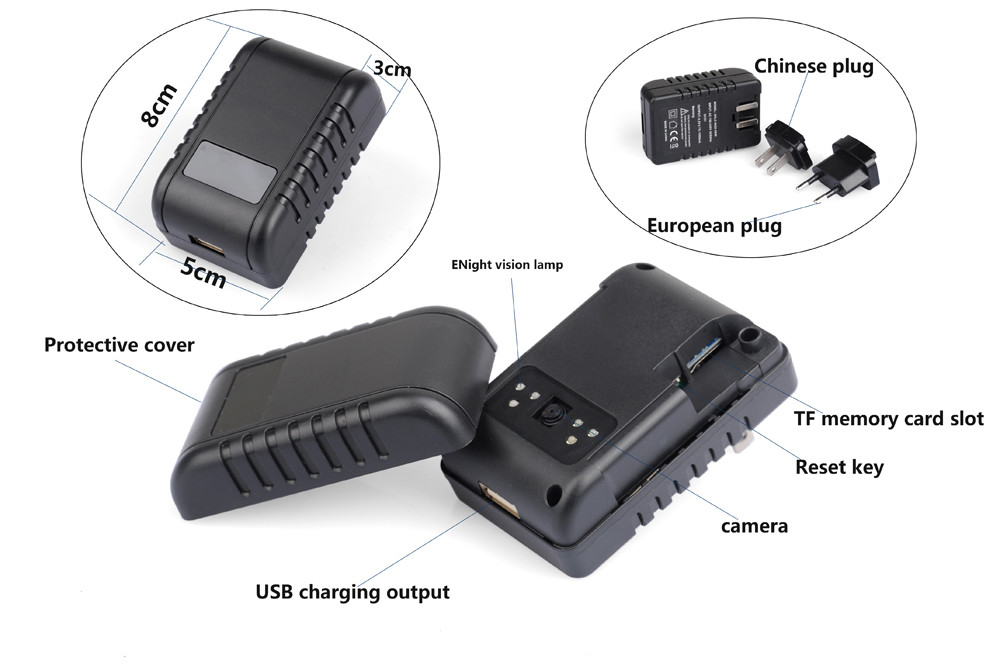 Z9 WiFi hidden surveillance AC Adapter camera